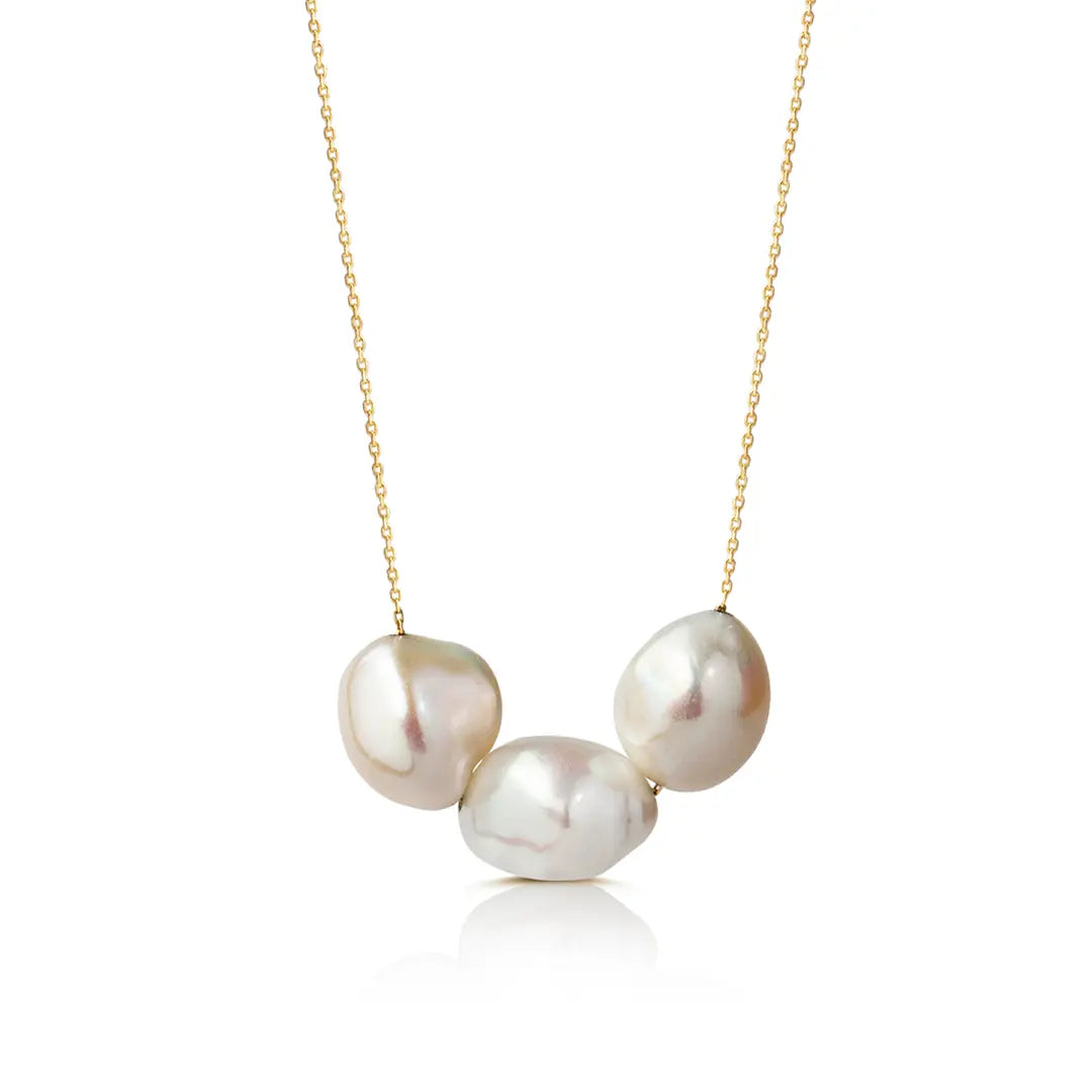 14K Gold, Three Pearl Necklace – anmajewellery.com